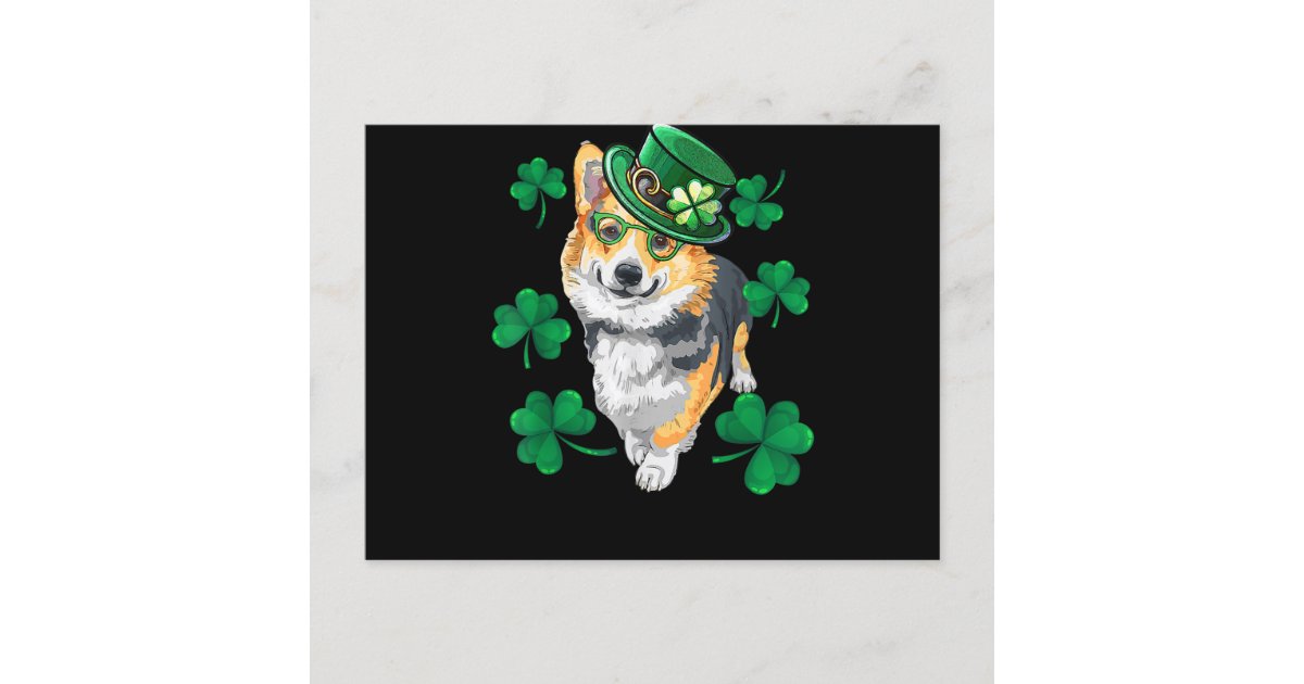 St Patrick's Day Corgi Postcard | Zazzle