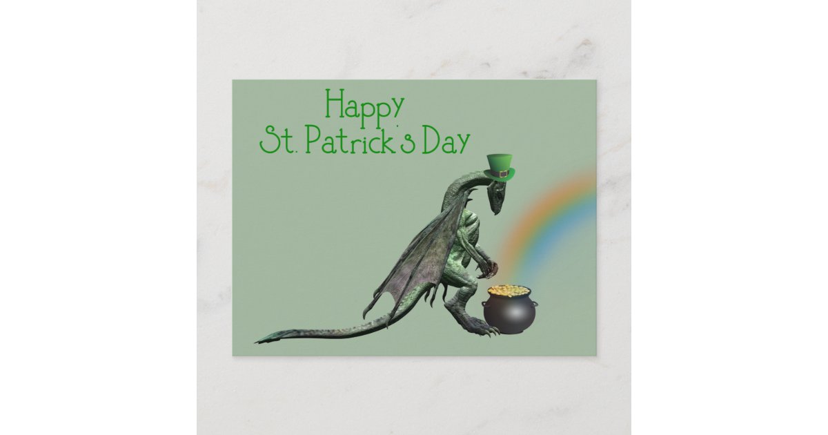St. Patrick's Day Dragon Pot of Gold Postcard | Zazzle
