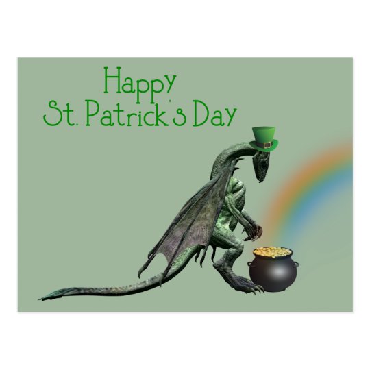 St. Patrick's Day Dragon Pot of Gold Postcard | Zazzle.com