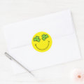St Patrick's Day Emoji Shamrock Eyes Face Classic Round Sticker | Zazzle