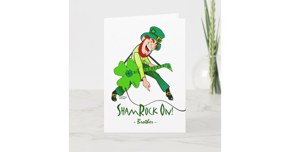 St. Patrick's Day for a Rock Star Brother, Rock On Card | Zazzle