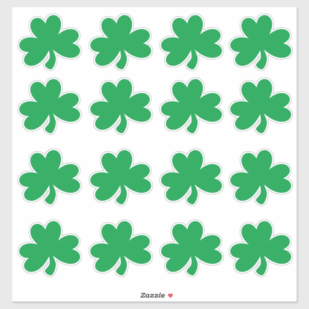 St. Patrick's Day Four Leaf Clover Party Green Sticker | Zazzle
