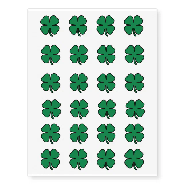 St. Patrick's Day Four Leaf Clover Temporary Tattoos | Zazzle