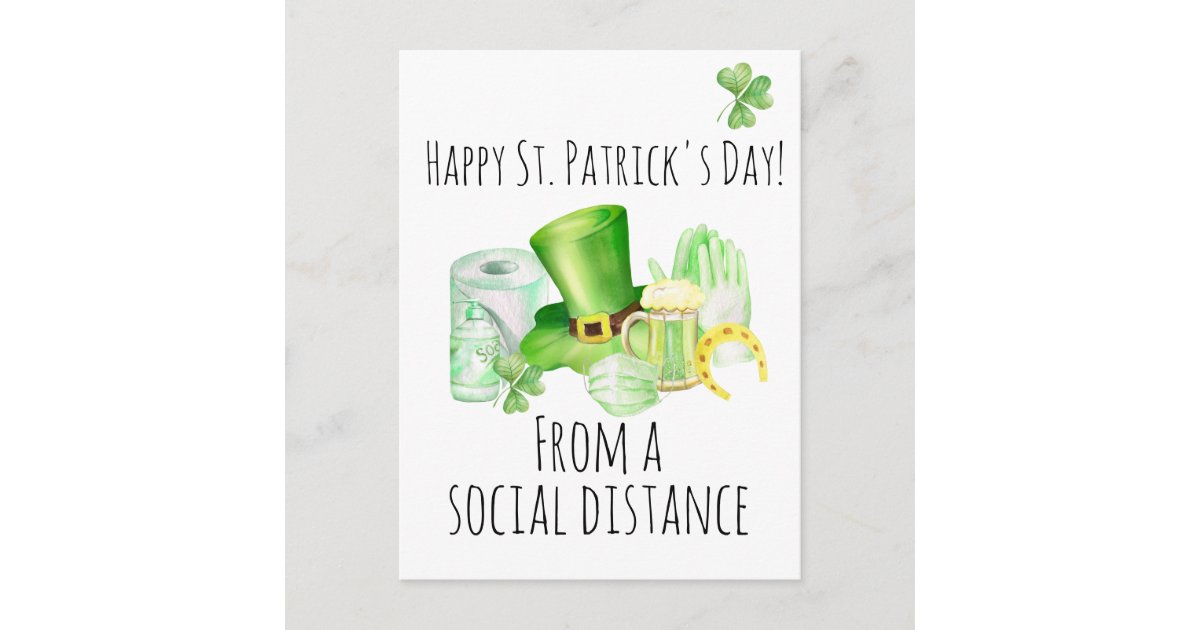 St. Patrick's Day From Social Distance Covid Postcard | Zazzle