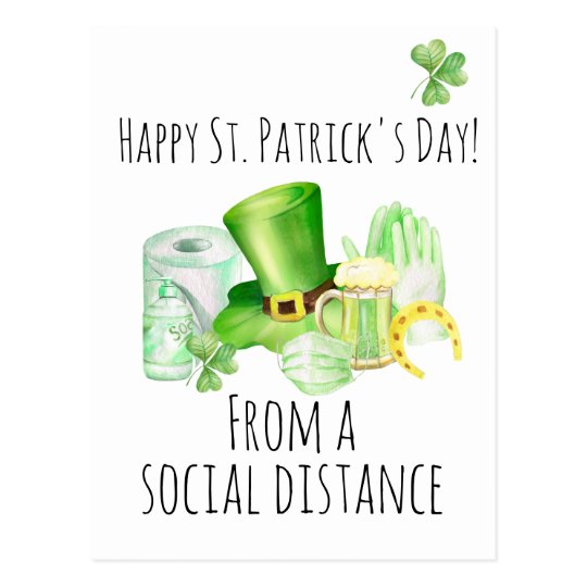 St. Patrick's Day From Social Distance Covid Postcard | Zazzle.com