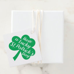 St. Patrick's Day Gift Tags, Green Lucky Shamrock Favor Tags | Zazzle