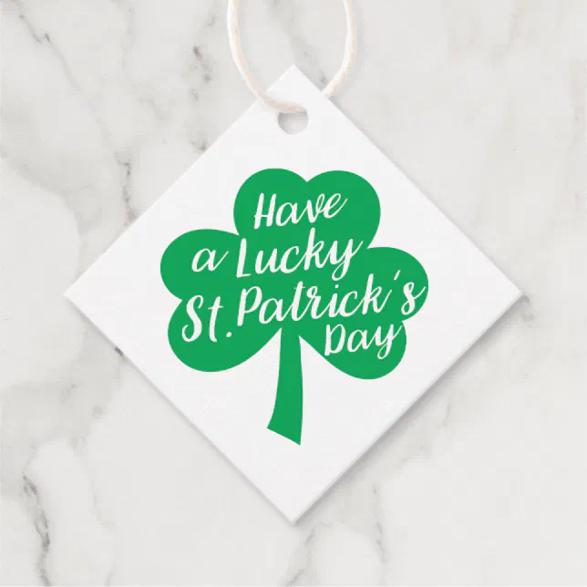 St. Patrick's Day Gift Tags, Green Lucky Shamrock Favor Tags | Zazzle