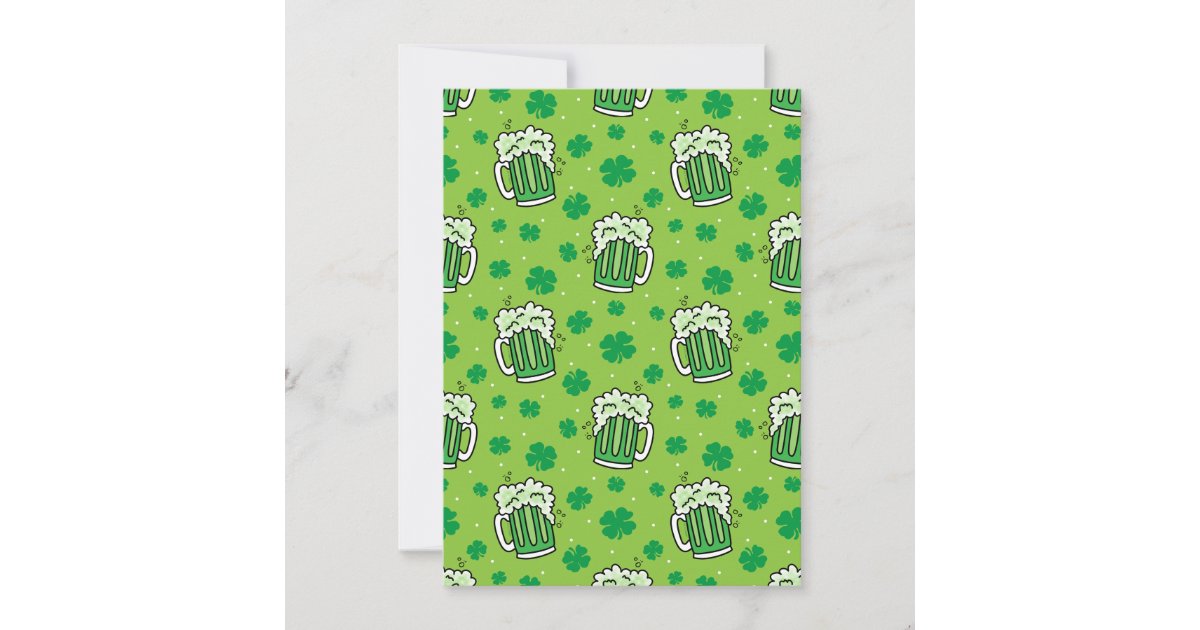 St Patrick's Day Green Beer Pattern Card | Zazzle