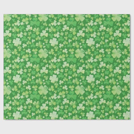 St Patricks Day Green Watercolour Shamrock Pattern Wrapping Paper | Zazzle