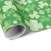 St Patricks Day Green Watercolour Shamrock Pattern Wrapping Paper | Zazzle
