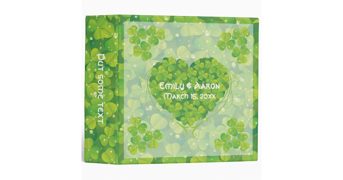 St. Patrick's Day Irish clover wedding binder | Zazzle