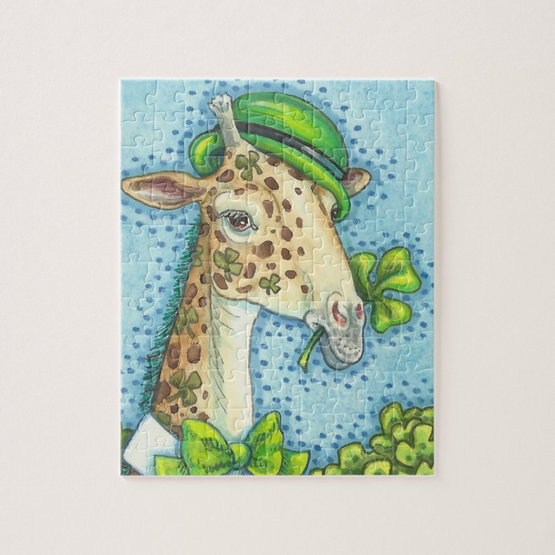 St. Patrick's Day IRISH GIRAFFE & SHAMROCKS PUZZLE | Zazzle