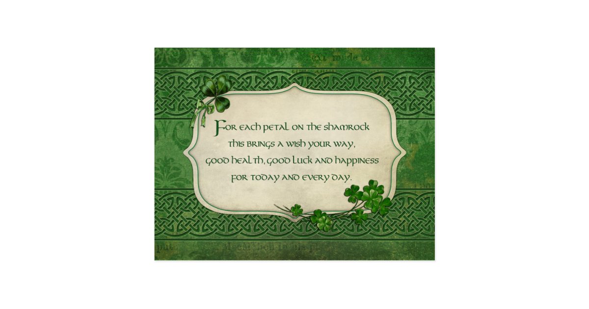 St. Patrick's Day Irish Shamrock Blessing Postcard | Zazzle.com