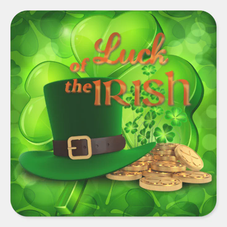 St. Patrick's Day - Luck of the Irish" Square Sticker | Zazzle