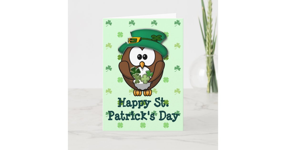 St. Patrick's Day owl Card | Zazzle