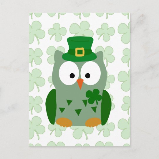 St. Patrick's Day Owl Postcard | Zazzle.com