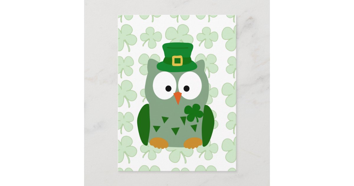 St. Patrick's Day Owl Postcard | Zazzle