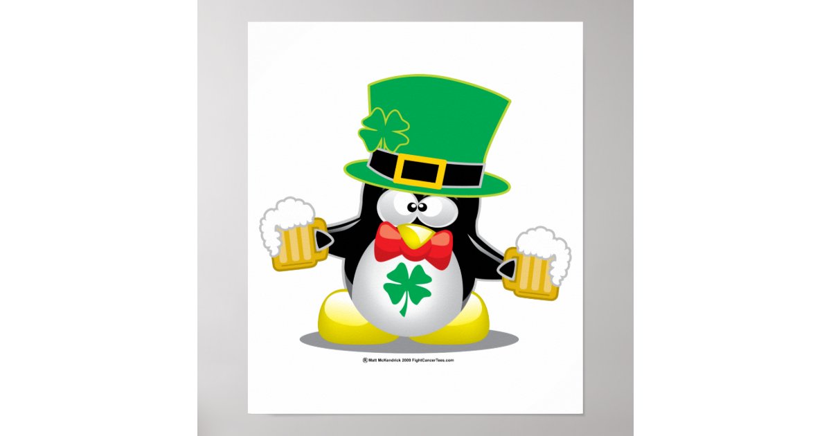 St Patrick's Day Penguin Poster | Zazzle