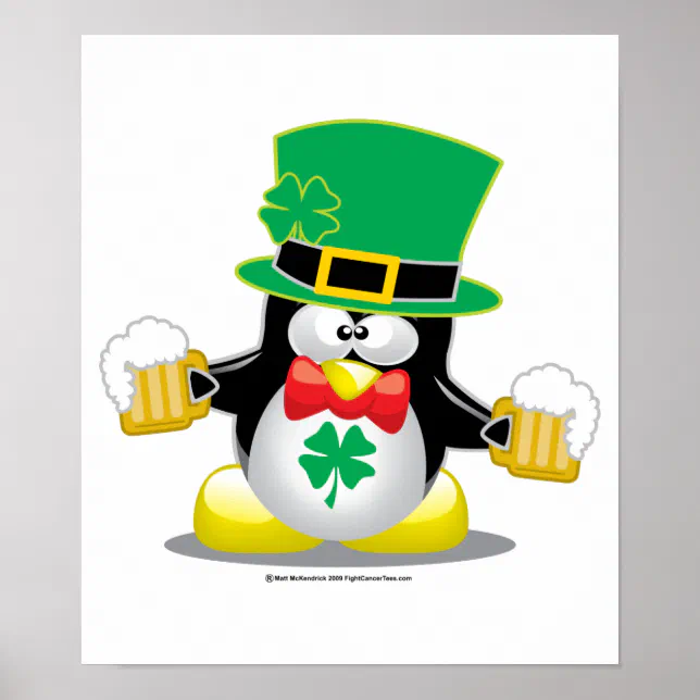 St Patrick's Day Penguin Poster | Zazzle