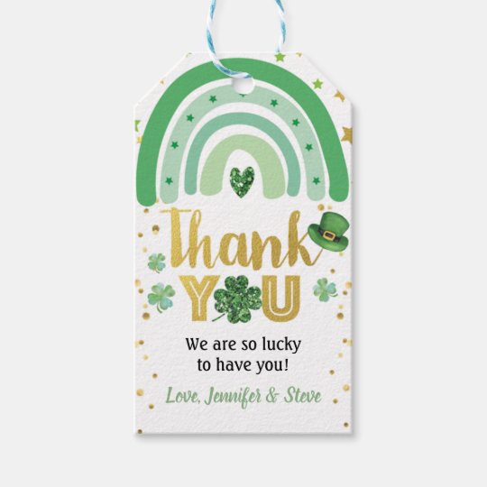 St Patrick's Day Rainbow Thank You Gift Tags | Zazzle.com