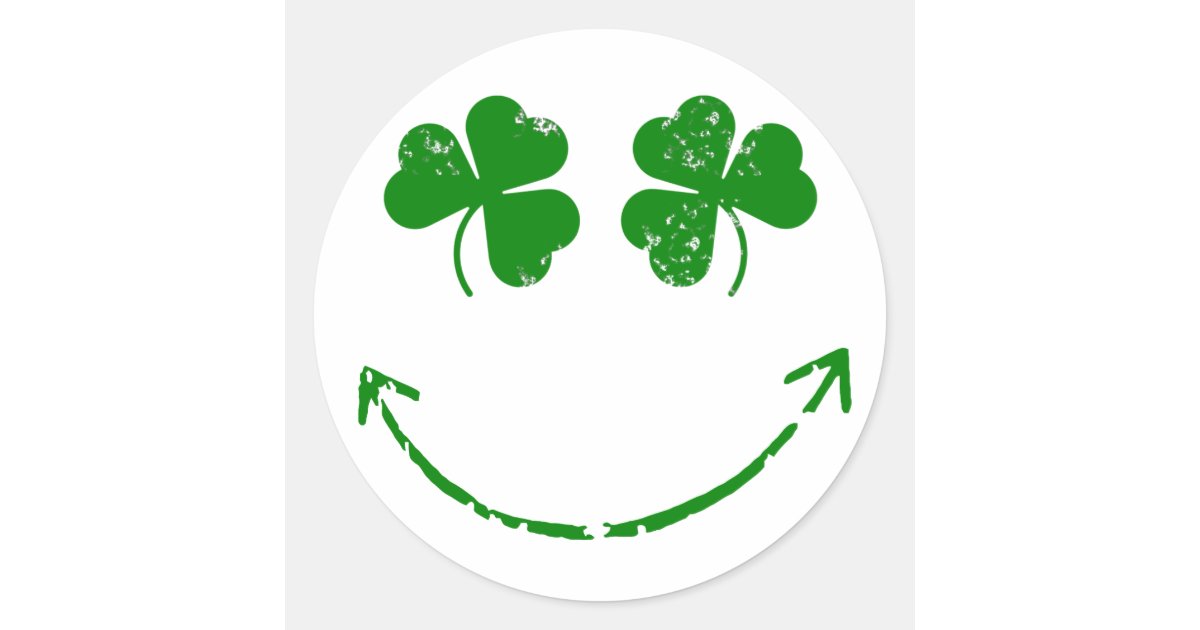 St Patrick's Day Shamrock face humor Classic Round Sticker | Zazzle