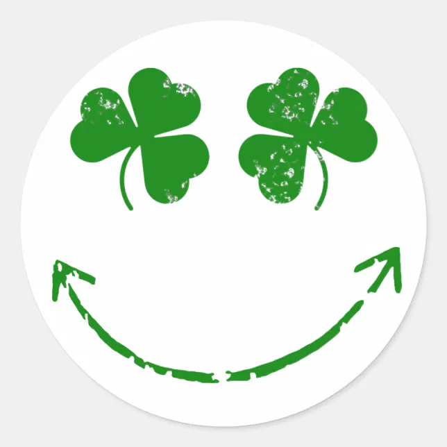 St Patrick's Day Shamrock face humor Classic Round Sticker | Zazzle