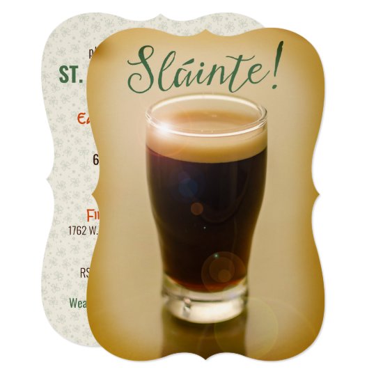 St. Patrick's Day | Slainte | Guinness Pint Invitation | Zazzle.com