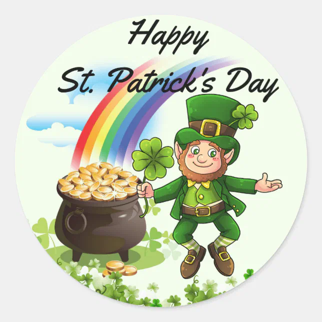 St. Patrick's Day Stickers Leprechaun Rainbow | Zazzle