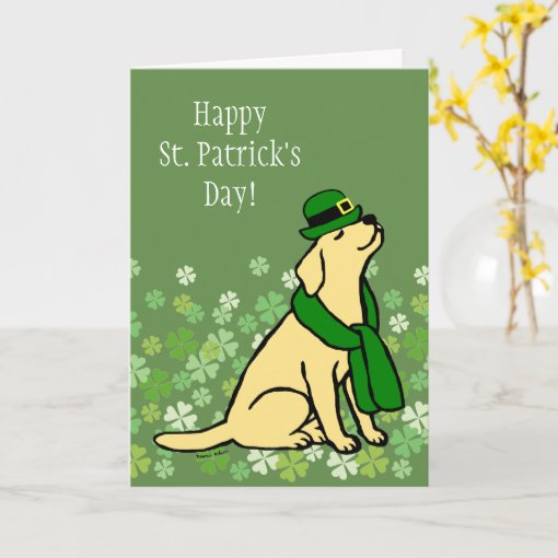 St. Patrick's Day Stylish Yellow Labrador Card | Zazzle