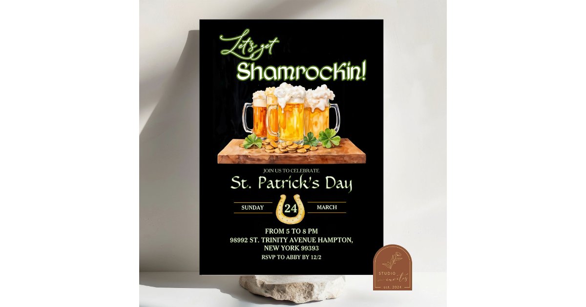 St Patricks Irish Shamrock Birthday Invitation | Zazzle
