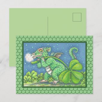 ST. PATRICK'S LITTLE IRISH DRAGON FANTASY POSTCARD | Zazzle