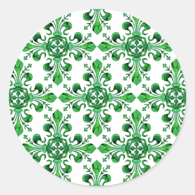 St. Patrick's Lucky Fleur de lis Classic Round Sticker | Zazzle