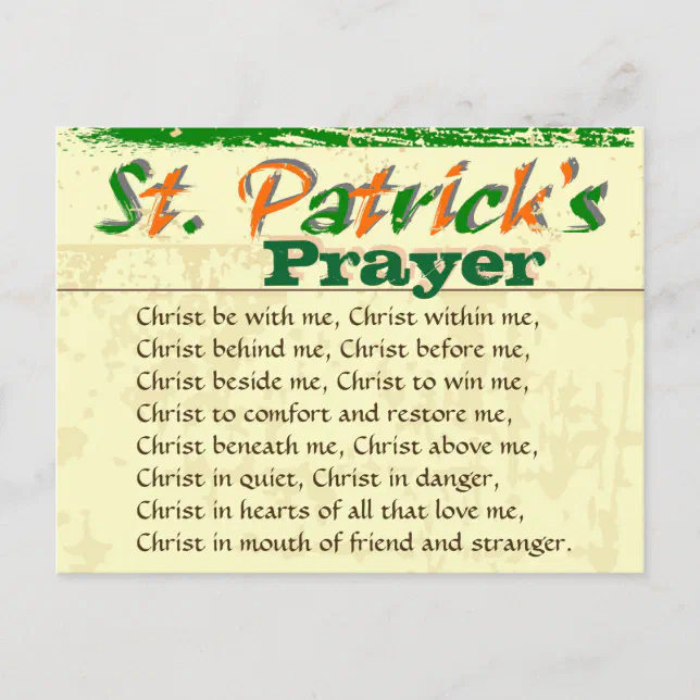 St. Patrick's Prayer, Christ Within Me Postcard | Zazzle