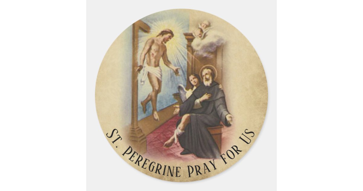 St. Peregrine Patron Saint of Cancer Patients Classic Round Sticker ...