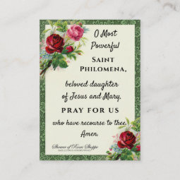 St. Philomena Catholic Religious Saint Prayer Place Card | Zazzle