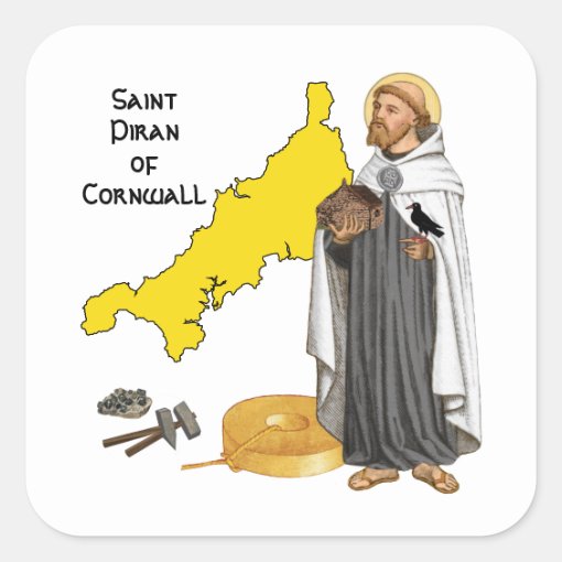 St. Piran (SAE 01), Map, Ore, Tools, and Millstone Square Sticker | Zazzle