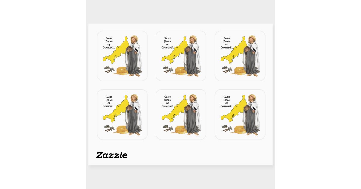 St. Piran (SAE 01), Map, Ore, Tools, and Millstone Square Sticker | Zazzle