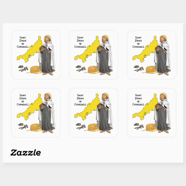 St. Piran (SAE 01), Map, Ore, Tools, and Millstone Square Sticker | Zazzle