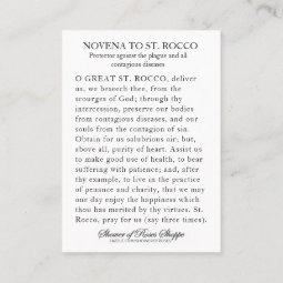 St. Rocco Roch Prayer against Corona Virus Card | Zazzle