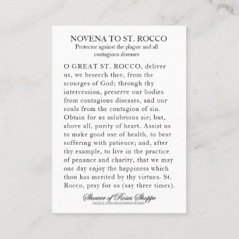 St. Rocco Roch Prayer against Corona Virus Card | Zazzle