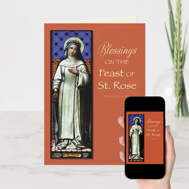 St. Rose of Lima Patron Saint Feast Day Blessings Card | Zazzle