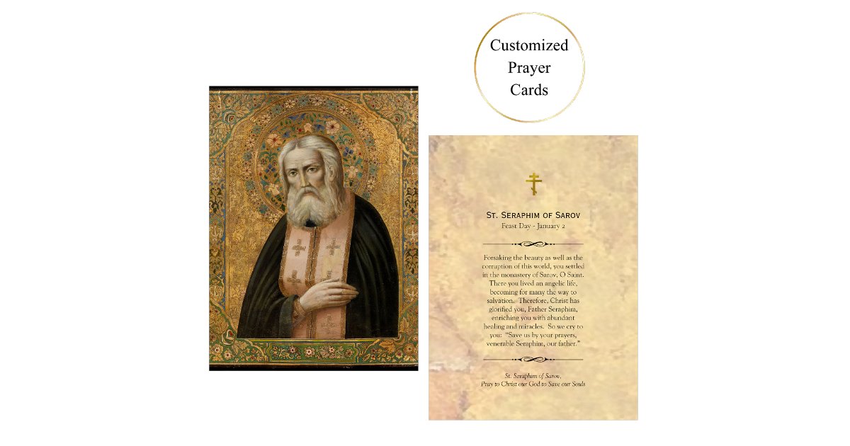 St. Seraphim of Sarov Orthodox Prayer Card | Zazzle