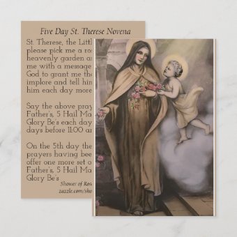 St. Therese 5 Day Novena Prayer Card | Zazzle
