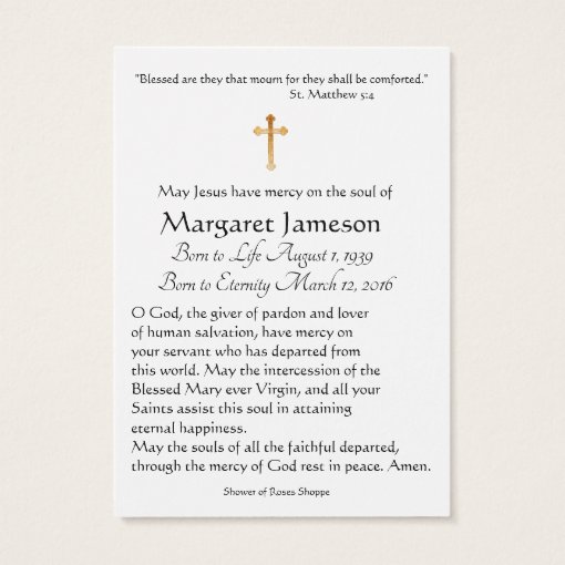 St. Therese Catholic Funeral Memorial Holy Card - | Zazzle