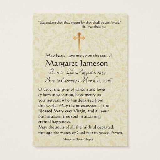 St. Therese Catholic Funeral Memorial Holy Card - | Zazzle
