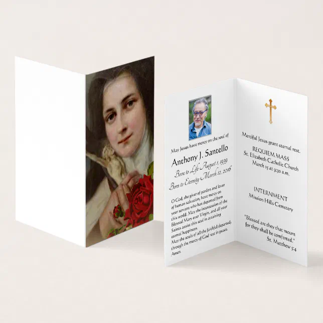 St. Therese Funeral Prayer Memorial Holy Card | Zazzle