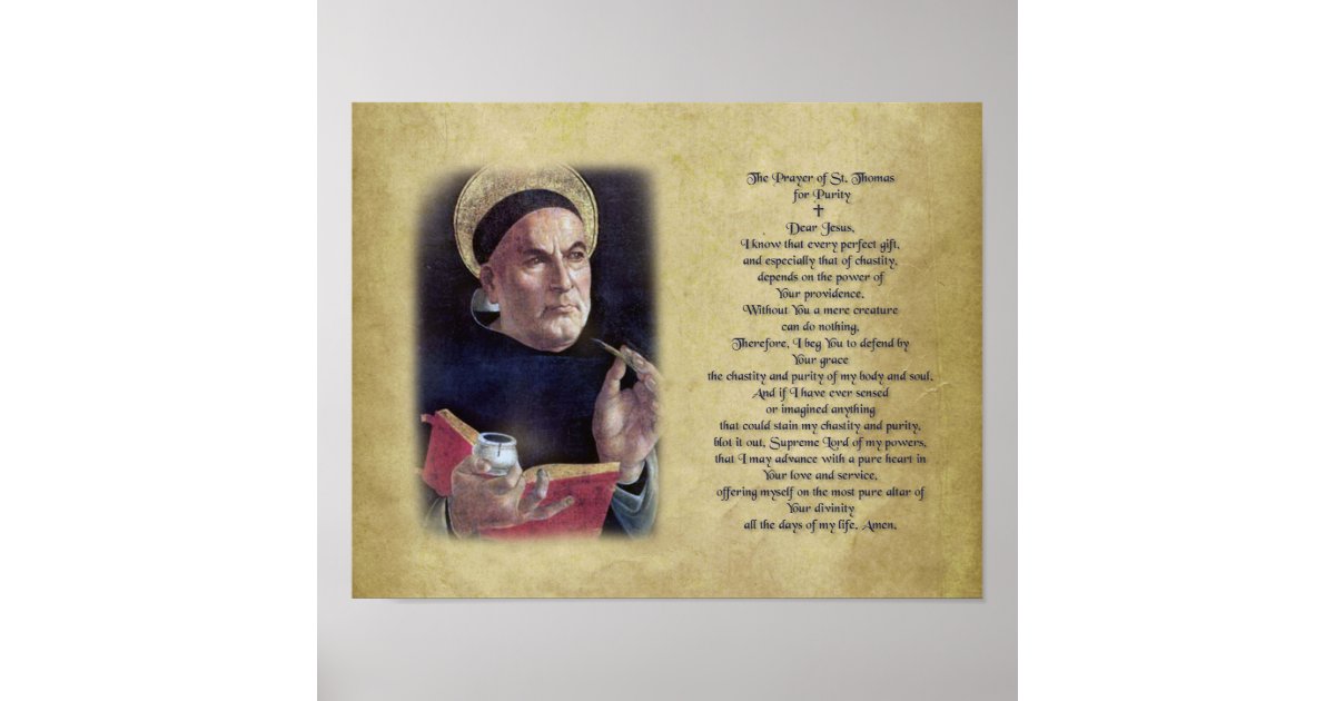 St. Thomas Aquinas Prayer for Purity. Poster | Zazzle