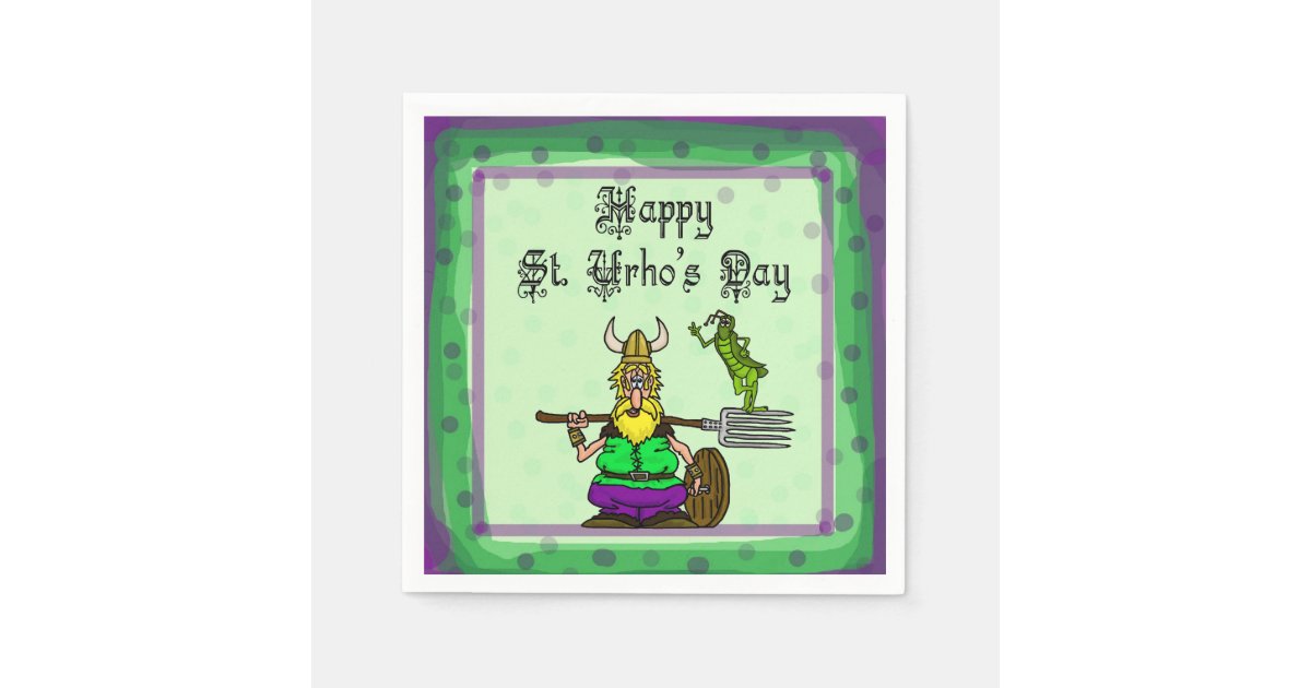 St. Urho Grasshopper Peace Sign Napkins | Zazzle