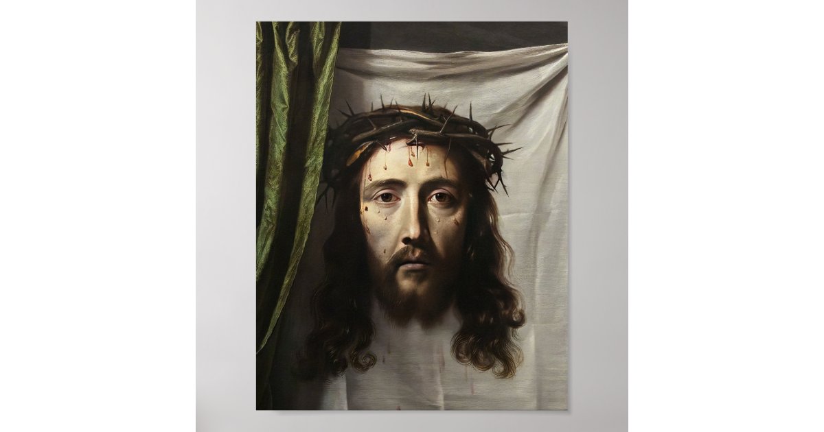 St Veronica Veil Shroud Jesus Face Catholic Saint Poster | Zazzle
