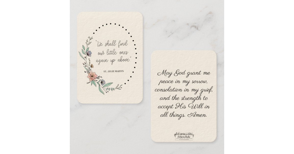 St. Zelie Martin Consolation Miscarriage Holy Card | Zazzle
